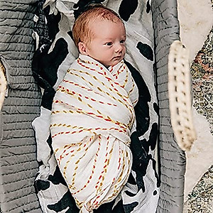 Red Rover Kids Cotton Muslin Swaddle - 47”x 47”- 100% Cotton – Machine Washable – Softer with Every Wash – Playful Designs -Soft, Breathable & Lightweight – Unisex (Lassos)