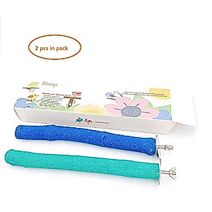 Borangs Parrot Perches Bird Stand Natural Wood Quartz Sand Branches Nail Perch for Small Medium Birds Cockatiel Cockatiel Parakeet Conure Cage Accessory Pack of 2 (Upgraded New Version 25cm/10)
