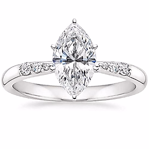 10K Solid White Gold Handmade Engagement Ring 1.0 CT Marquise Cut Moissanite Diamond Solitaire Wedding/Bridal Ring Set for Women/Her Propose Ring (9)