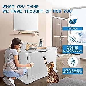 Extra Large Cat Litter Box Enclosure,Wooden Cat Box Enclosure Indoor Fit Most of Litter Box Decorative Box Furniture with Double Doors Cat Box Furniture Hidden