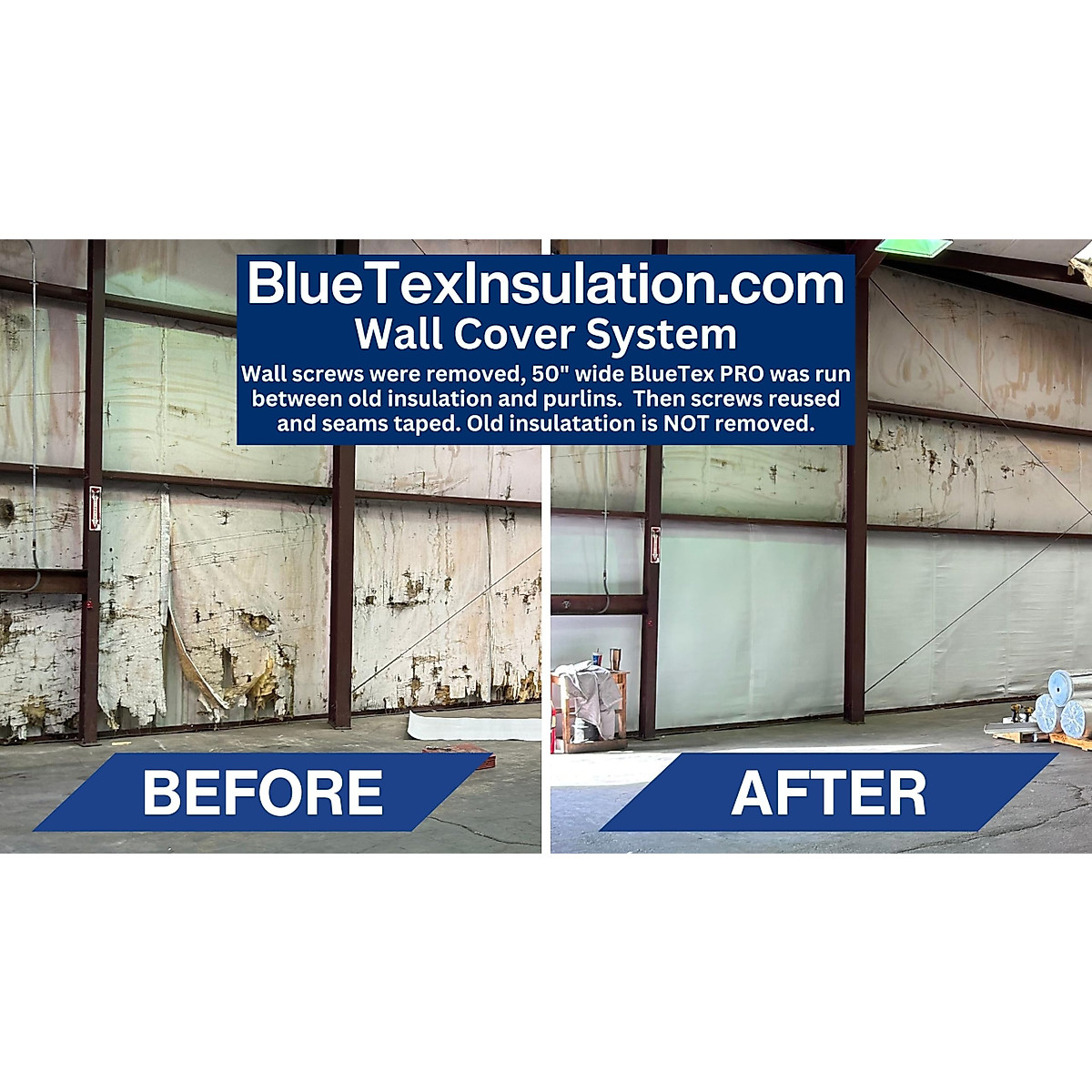 BlueTex Insulationㅤ 4'' Wide x 180' Long White Vapor Barrier Tape - 1 roll Waterproofing for Stucco, Crawlspaces, Repair, Underlayment Seams, Metal Building Seams, Excellent Air Barrier