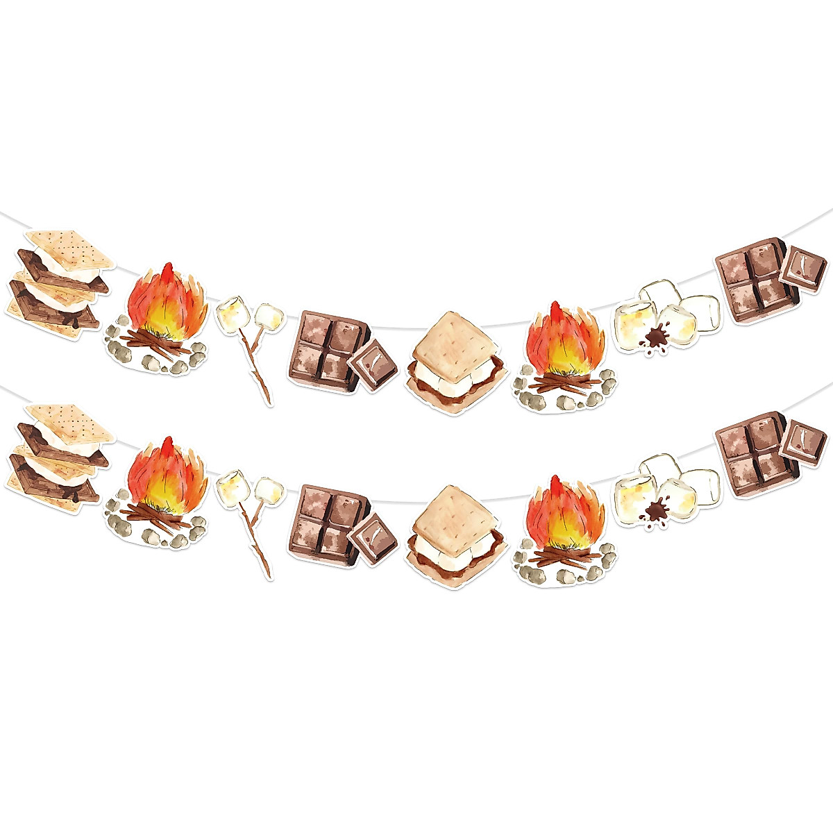 Sursurprise S’mores Party Decorations, 2Pcs S’mores Party Banners for Camping Campfire Camper Birthday Baby Shower Party Supplies