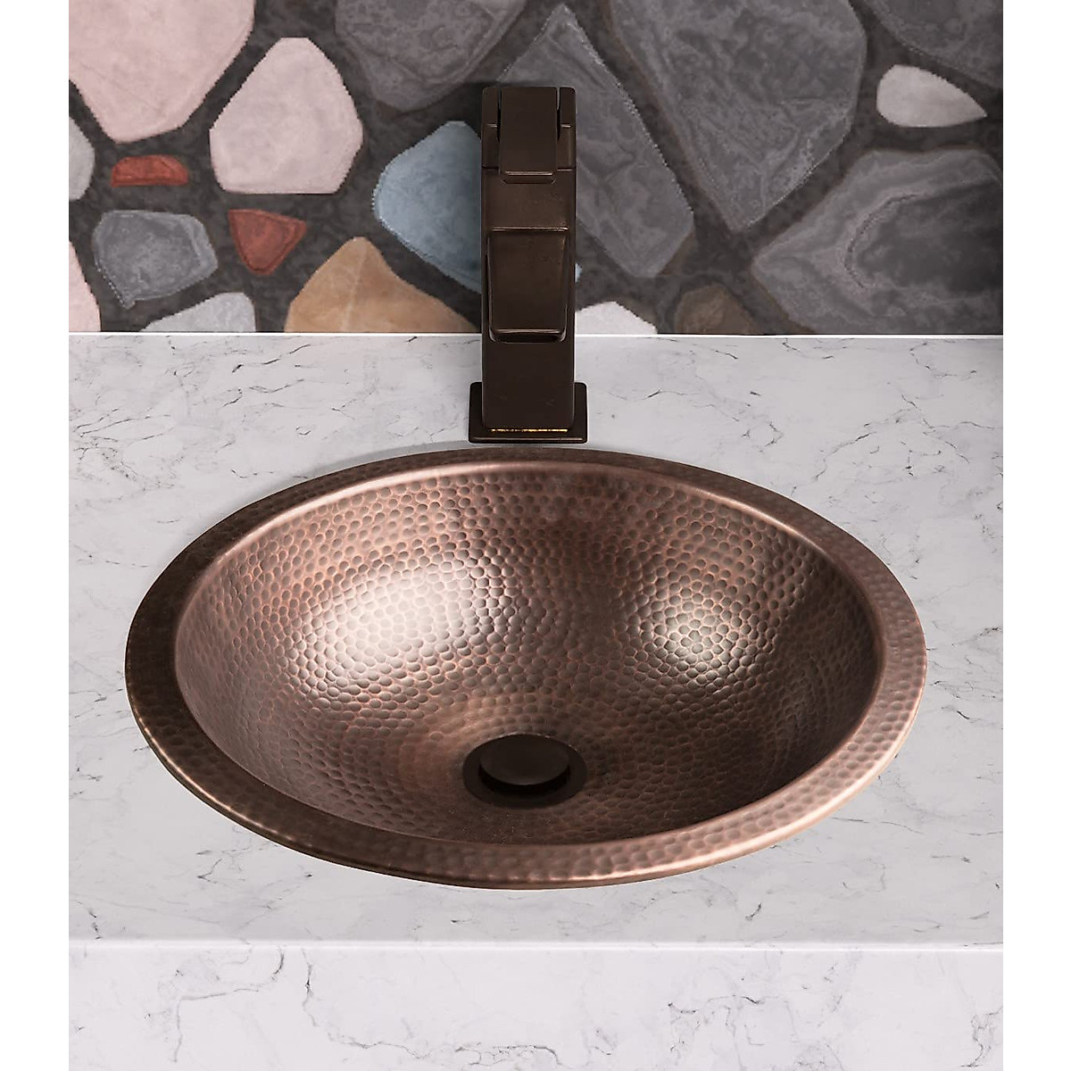 Monarch Abode 17094 Pure Copper Hand Hammered Rotunda Dual Mount Bathroom Vanity Sink (16 inches)
