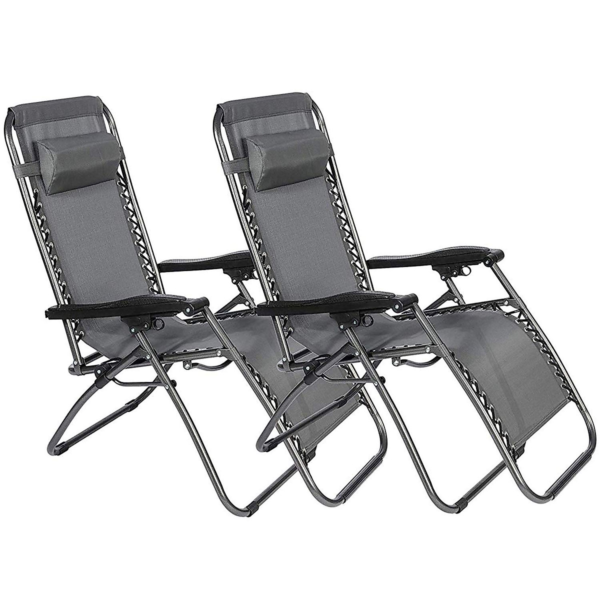 KARMAS PRODUCT Zero Gravity Chairs Set of 2 Reclining Outdoor Lounge Patio Chairs for Garden Beach Gray (Gray)…