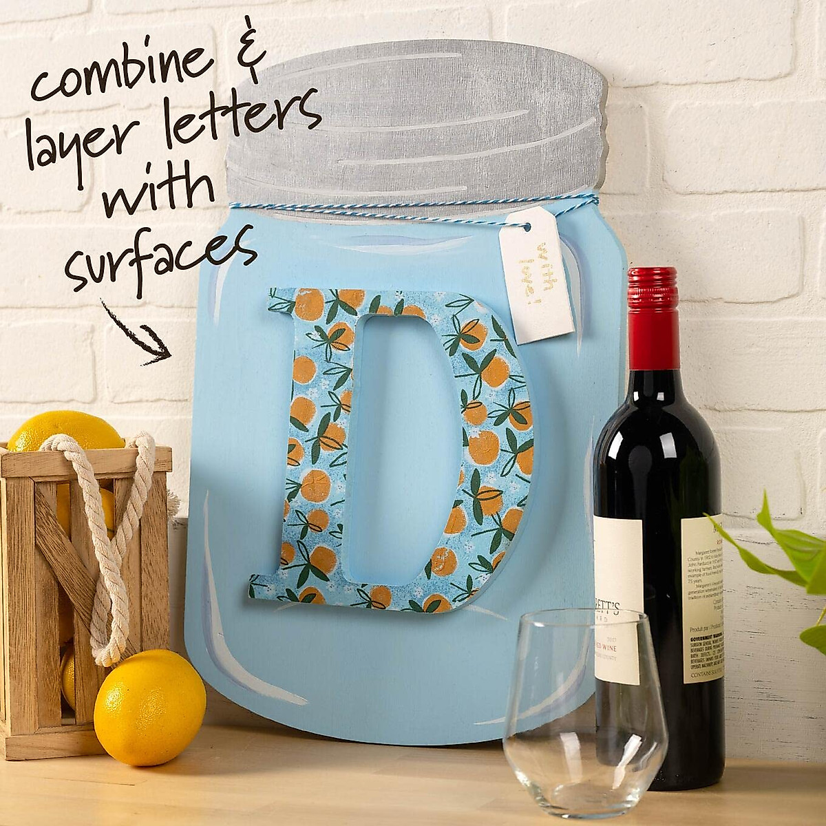 Plaid Wood Unfinished Letter, 8" Wooden Surface Perfect for DIY Arts and Crafts Projects, 63604, 8 inch