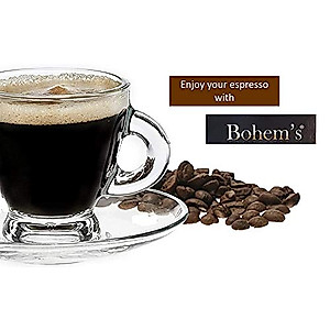 Espresso Cups, 3.2-Ounce. Small Demitasse Clear Glass Espresso Drinkware, Set Of 2 Cups, Saucers and Stainless Steel mini Spoons, Hostess, Coffee Lover/Enthusiast,