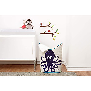 3 Sprouts Baby Laundry Hamper Storage Basket Organizer Bin for Nursery Clothes, Octopus