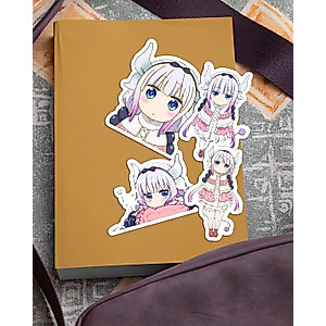 Alexiss Miss Kobayashi's Dragon Maid Kanna Kamui Funny Sticker for Phone, Laptop, Skateboard, Car, Pack 4 Pcs Size 3In