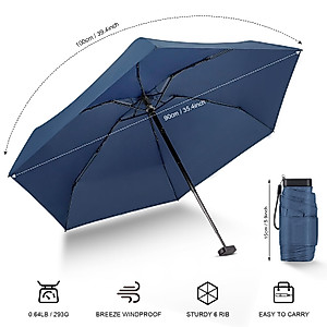 LEAGERA Mini Umbrella For Purse, Small Travel Umbrella Compact Waterproof Umbrella for Light Rain, Suitable for Women Purse and Pocket