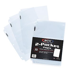 BCW Pro 2-Pocket Envelope Page - 20 Per Pack | Holds Two 4 1/8" x 9 1/2" Envelopes | Storing Business-Sized Envelopes or First Day Covers | Archival Quality, Acid-Free| Fits Standard 3-Ring Binders