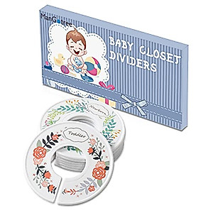 ManGotree Baby Closet Size Dividers, Set of 8 Nursery Baby Closet Clothes Dividers, Baby Nursery Toddler Clothes Size Organizer Dividers (Flower Pattern)