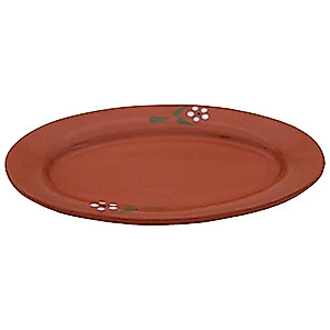 Sardinha Handmade Portuguese Pottery Terracotta Glazed Clay Oval Serving Platter Made in Portugal (Small - 10inch x 6.5inch x 1inch) 116D