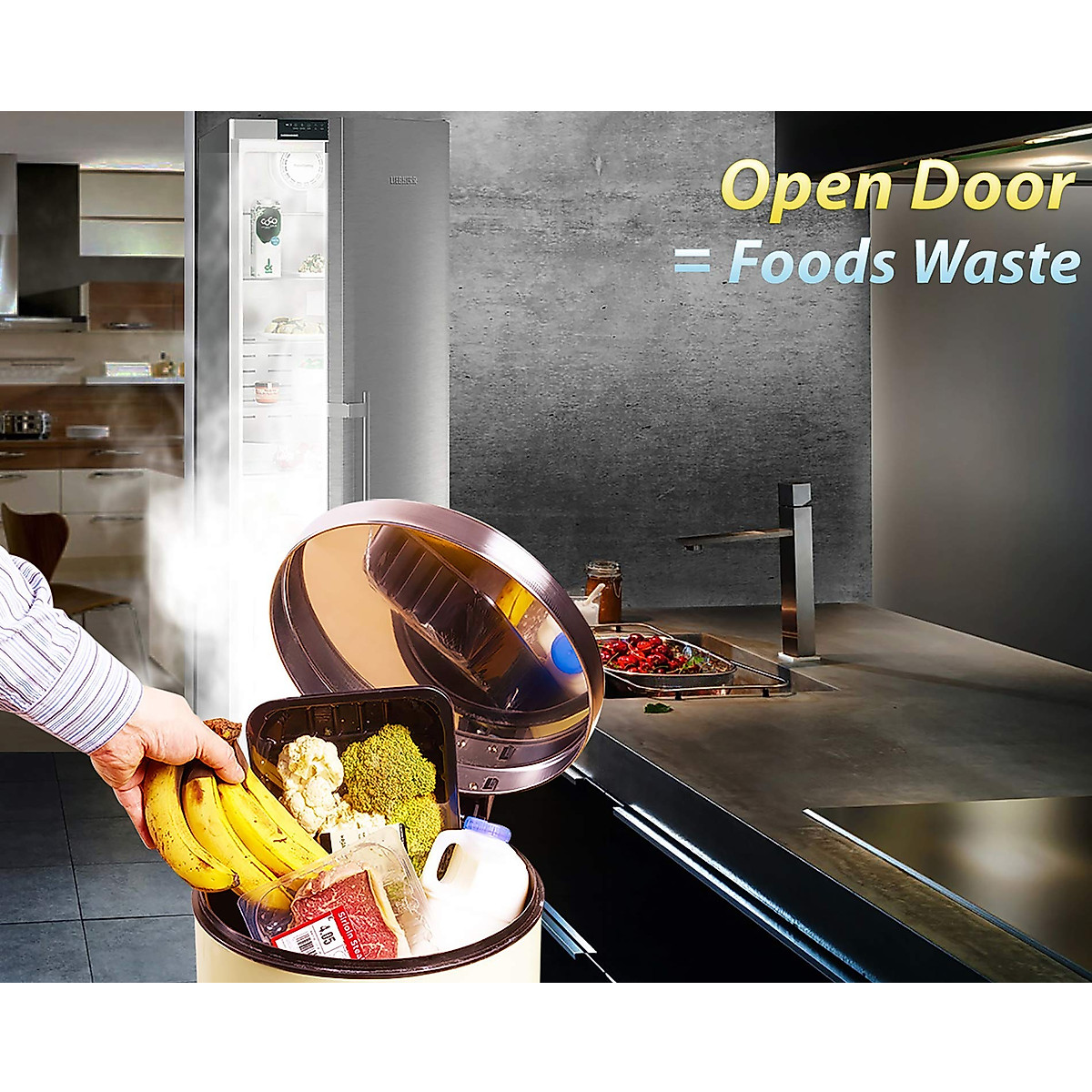 FRIDGGI - Fridge Door Chime with Delay, 60sec, 120sec, 180sec Delay Reminders, 80dB to 110dB, Freezer Door Alarm When Left Open (Black)