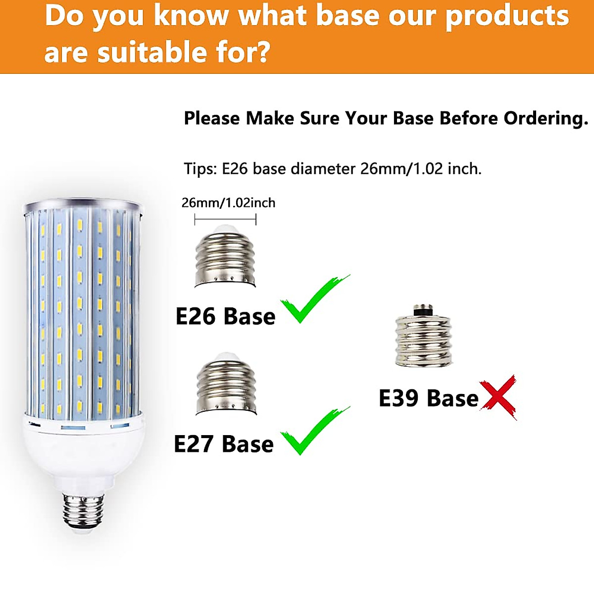 Intpro 60W LED Corn Light Bulb Lamp, 6000LM E26/E27 6000K 85V~265V super bright light for Indoor Large Area, garage barn Workshop Warehouse Factory Porch Backyard High Bay Street Outdoor