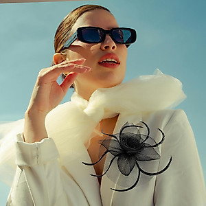 WATAME Fascinators for Women Girls Derby Hats Feather Flower Ribbons Fascinator Headband Wedding Cocktail Tea Party Hats (US, Alpha, One Size, White)