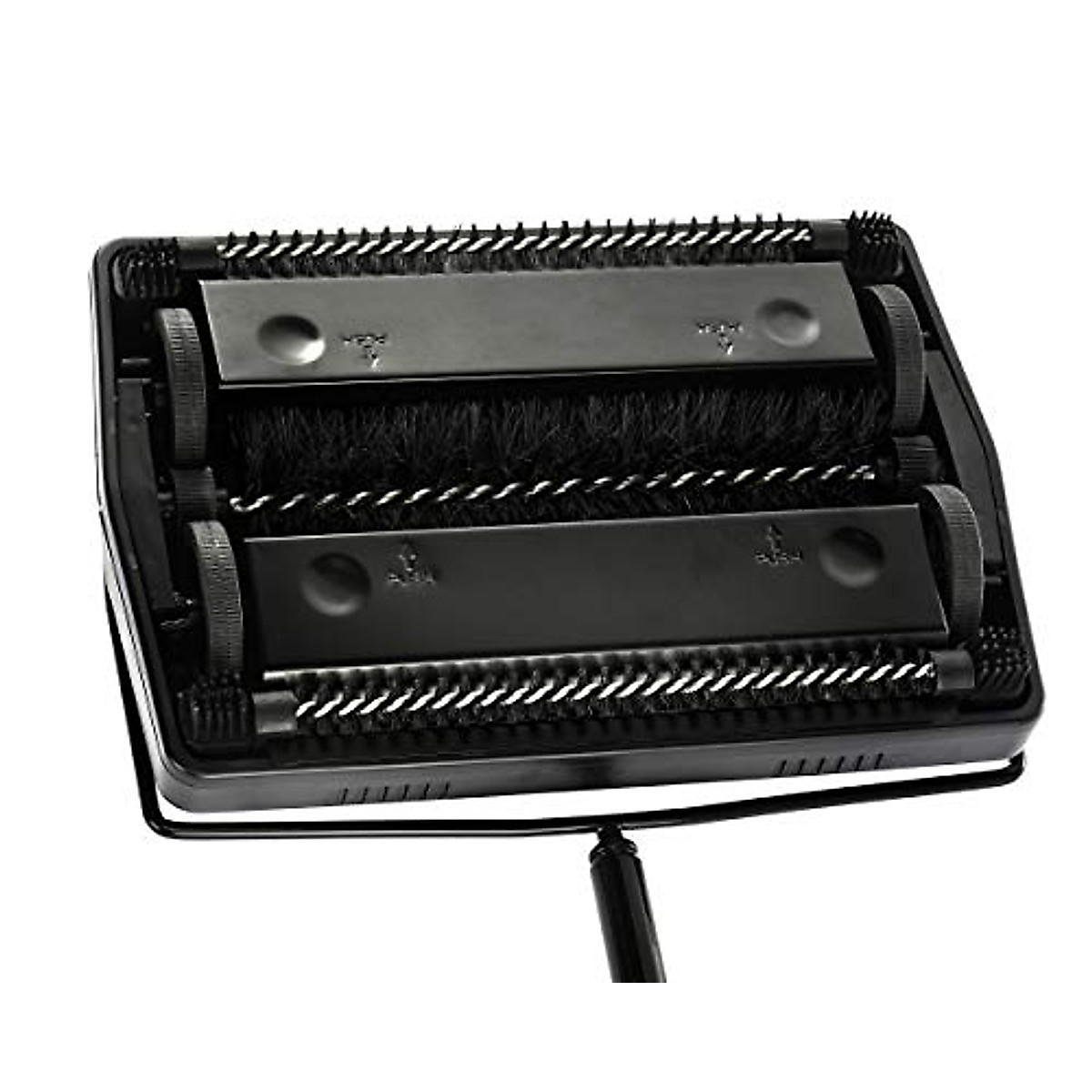 Alpine Industries Triple Brush Floor & Carpet Sweeper – Heavy Duty & Non Electric Multi-Surface Cleaner - Easy Manual Sweeping for Carpeted Floors - Black