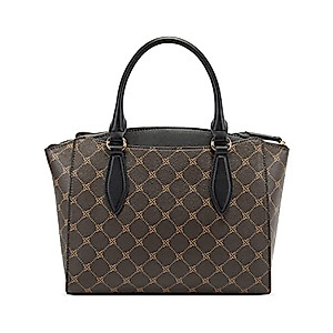 NINE WEST womens Paisley Jet Set satchel tote, Brown/Black, One size US