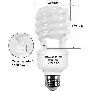 Simple Deluxe 2-Pack Reptile Compact Fluorescent Lamp Light Bulb for Rainforest Tropical Terrarium, Lizard, Turtle, UVB 10.0, 26W