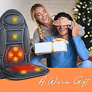 Seat Massager Massage Chair Pad with Heat, 8 Vibration Massage Nodes & 4 Massage Modes for Home Office Chair or Home Couch to Relieve Stress Fatigue for Back Shoulder and Thighs(Gray)