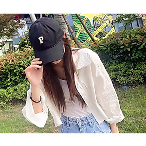 Men Women Letter Embroidered Baseball Cap, Cotton Adjustable Strap Outdoor Casual Hip Hot Hats Black