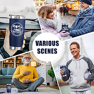 Zeiniua Retirement Gifts for Men, Best Retirement Gifts for Teachers Coworkers Boss, Retired Gifts for Men, Happy Retirement Gifts for Men, Funny 20oz Retirement Coffee Tumbler Cup (Navy)