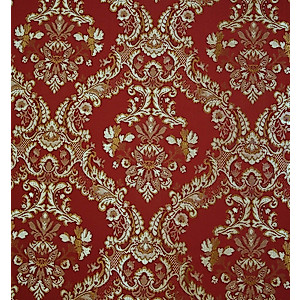 Damask Upholstery and Drapery, Jacquard Fabric Sold by The Yard (Burgandy)