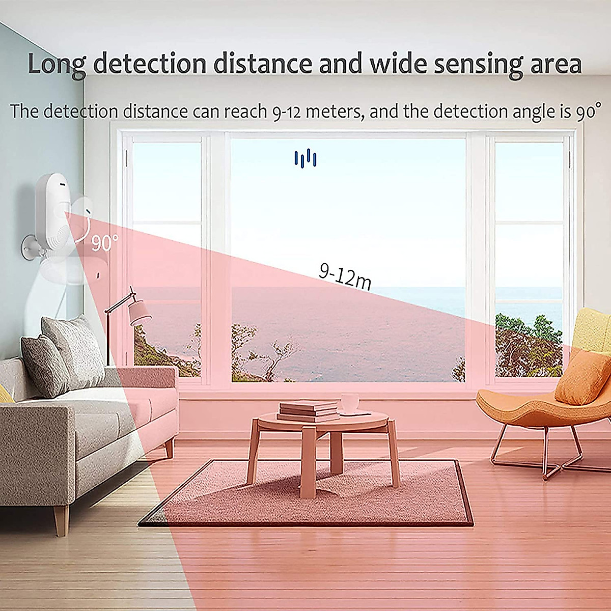 Smart Wi-Fi Motion Sensor Detector Alarm Wireless Home Security System, PIR Motion Detector Alarm Built in a Alarm Siren No Hub Required Smart Life App Control Compatible with Alexa & Google Home