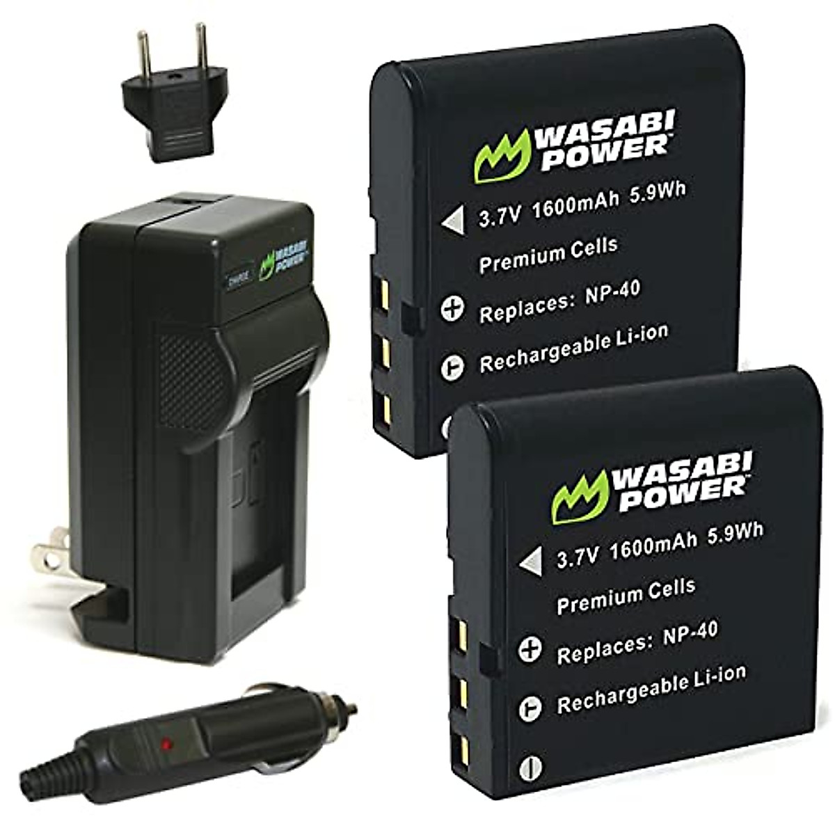 Wasabi Power Battery (2-Pack) and Charger for Kodak LB-060 and Kodak AZ361, AZ362, AZ421, AZ422, AZ521, AZ522, AZ525, AZ526, AZ527, AZ528