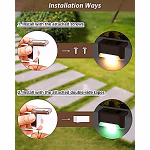 EDDORUNNING Solar Deck Lights Outdoor 8 Pack, Outdoor Lights for Patio Brown Solar Step Lights LED Waterproof Lighting for Outdoor Stair, Deck,Patio,Yard, Fence (Warm White)