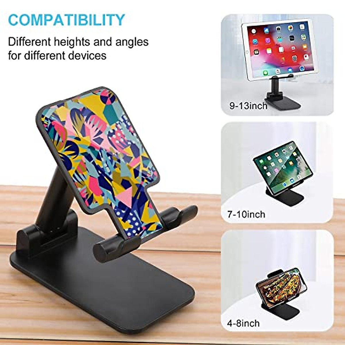 Hand Drawn Abstract Floral Funny Foldable Desktop Cell Phone Holder Portable Adjustable Stand Desk Accessories