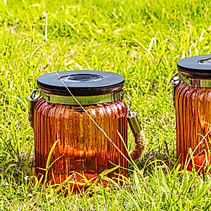 2 Pack Hanging Solar Jar Lanterns - Outdoor Solar Jar Lights Waterproof Decorative LED Lights Red for Patio Yard Garden Party Wedding Decor