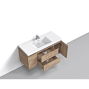 Villa White Bathroom Floating Vanity with Quartz Countertop and Sink (48" W)