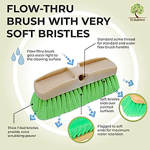 Teravan Green Obround Very Soft Flow Through Brush for Washing Vehicles and Boats (8 Inch)