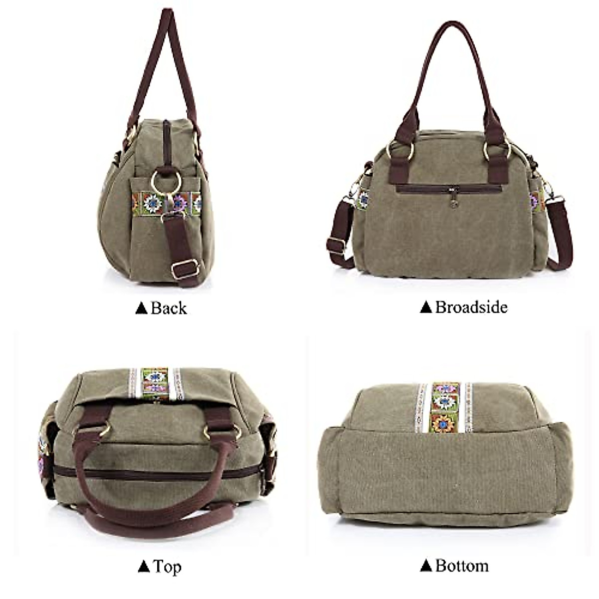 Women Canvas Top-Handle Handbag, Vintage Heavy-duty Crossbody Bag Tote Handbag