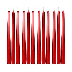 Zest Candle 12-Piece Taper Candles, 10-Inch, Ruby Red