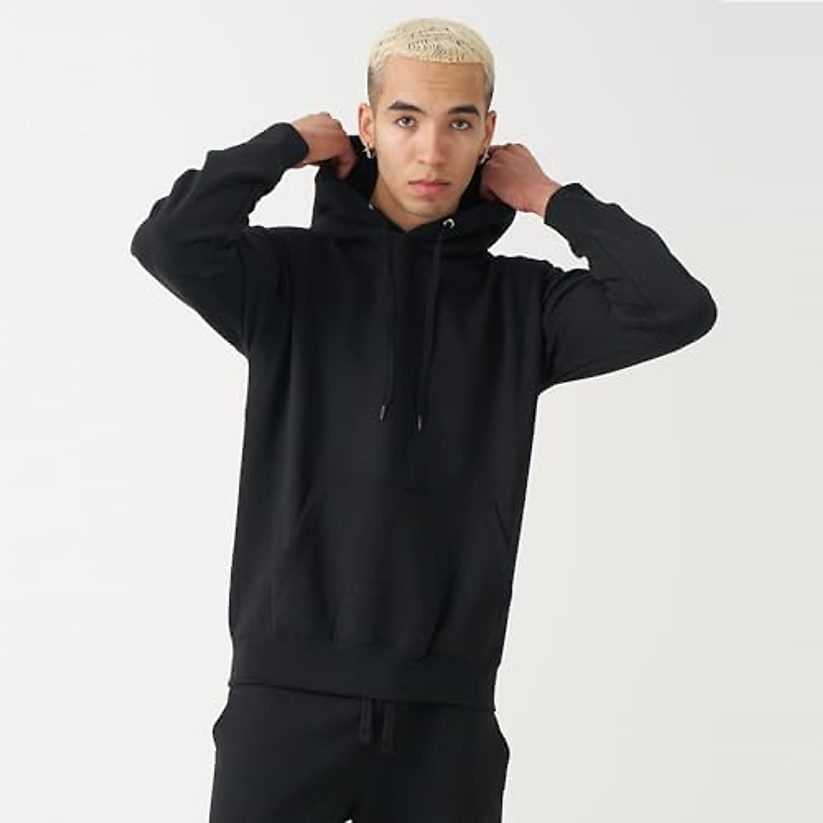 Blank Knights Men's Hooded Sweatshirt Plain Blank Casual Soft Brushed Fleece Hoodie, Black, Large