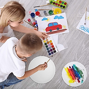 6 Pieces Round Painting Canvas Blank Round Shaped Paint Board Canvas Stretched Primed Decoration Boards for Painting for Students Artist Hobby Painters Beginners