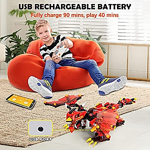 HOGOKIDS Remote & APP Controlled Dragon Building Set - STEM Projects for Kids Ages 8-12 Rechargeable Fire Dragon Kit Gift for Boys Girls 8 9 10 11 12 13 14+ Years Old New 2022 (485 Pieces)