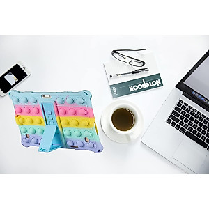 ALHBEJT Tablet Case for Lenovo/Huawei Universal 10.1inch Case Soft Anti-Stress Silicone Case Cover with Stand Lanyard Pen for Lenovo/Huawei Pop Anxiety Relief Fidgets(Colorful Light Blue)