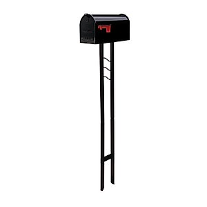 Gibraltar Mailboxes Mailbox-To-Go Medium Capacity Galvanized Steel Black, Mailbox & Post Combo, MC110B01