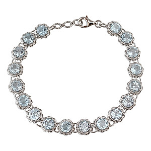 NOVICA Handmade .925 Sterling Silver Blue Topaz Tennis Bracelet with Set in Rhodium Plated Link Style India Serenity Airy Birthstone 'Celestial Enchantment'
