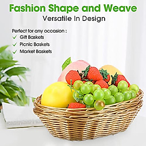 60 Pack Plastic Oval Basket Products Gift Basket Food Storage Basket Fruit Basket Hand Woven Baskets for Fruit, Arts, Crafts, Decor, Kitchen, Restaurant and Centerpiece Display, 9.1 x 6.3 x 2.4 Inch