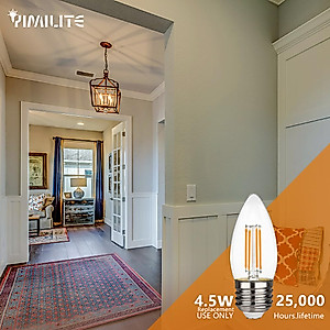 YIMILITE B11 E26 LED Candelabra Bulbs 4.5W(40 Watt Equivalent) 2700K Warm White 450LM Dimmable LED Filament Chandelier Light Bulbs Clear Glass Candle Lamp for Ceiling Fan Home Decor 6 Pack