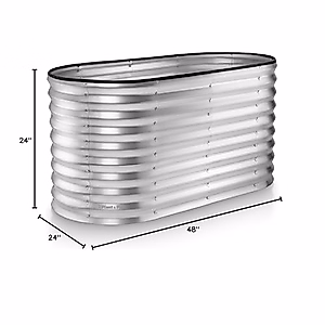 Galvanized Raised Garden Beds Outdoor // 4×2×2 ft Planter Raised Beds for Gardening, Vegetables, Flowers // Large Metal Garden Box (Silver) // Patent Pending Tool-Free Assembly