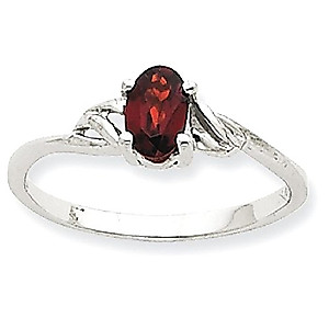 IceCarats 10K White Gold Red Garnet Ring Gemstone Band January Birthstone Jewelry Size 7