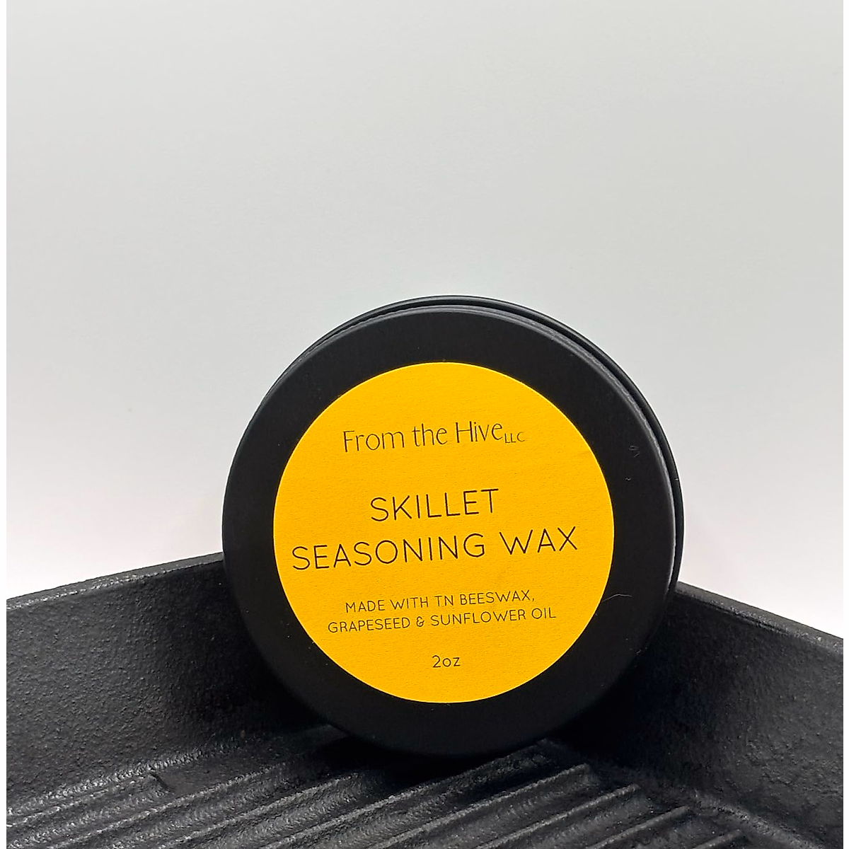 From the Hive LLC Cast Iron & Carbon Steel Seasoning Wax - Mother/Daughter Owned - Made in the USA with TN Beeswax & Non-Fibrous Oils