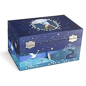 Jewelkeeper Girl's Ballerina Musical Jewelry Storage Box with Pullout Drawer, Glitter Design, Swan Lake Tune