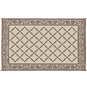 Stylish Camping 116097 6-feet by 9-feet Reversible Mat, Plastic Straw Rug, Large Floor Mat for Outdoors, RV, Patio, Backyard, Picnic, Beach, Camping (Brown/Beige)