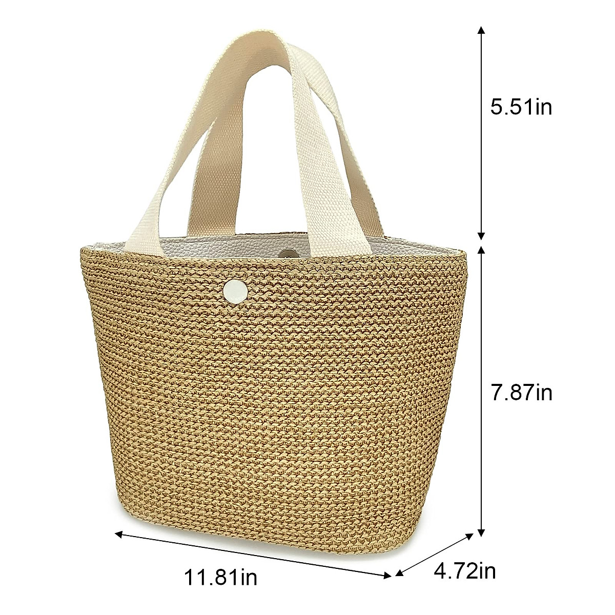 N.Bin Straw Bags for Women, Imitation Straw Weave Tote with Handles Boho Beach Tote Bag Straw Purses and Handbags,Summer Purses for Women with Magnetic Closure(White)