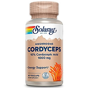 SOLARAY Fermented Cordyceps Mushroom 500 mg | Healthy Heart Function, Energy & Stamina Support | 60 VegCaps, 30 Servings